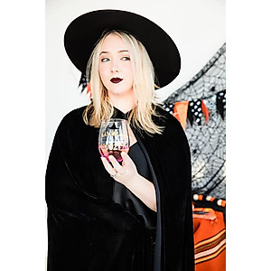 Pearhead Witch Way to the Booze Wine Glass, Fall Holiday Home Accessories, Halloween Stemless Wine Glass, 15 oz