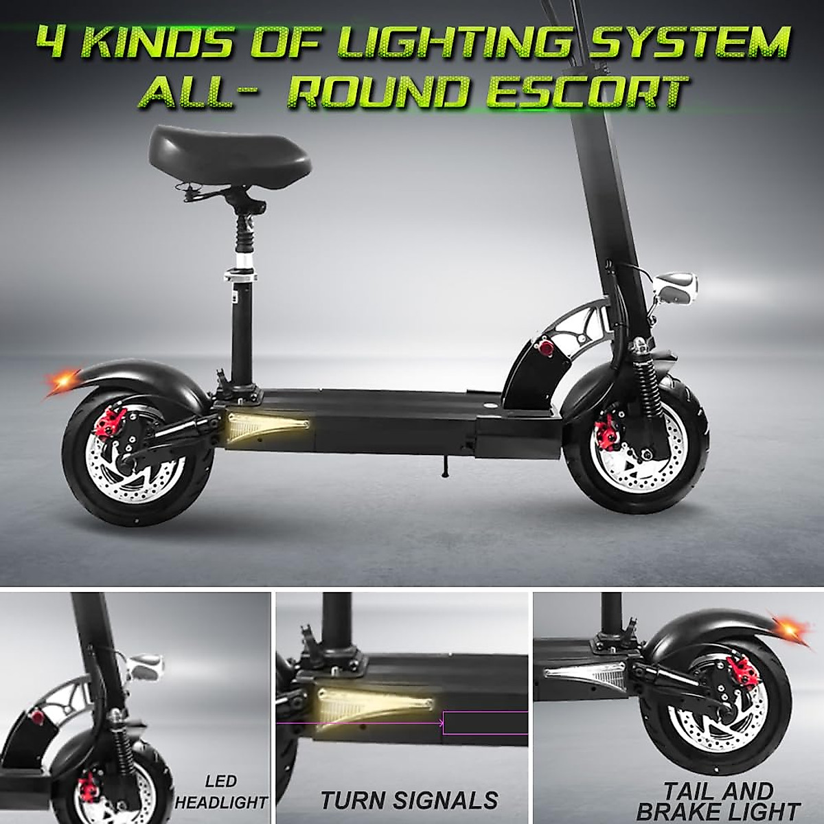 Electric Scooter Adults with Seat Powful 800W Motor up to 28 Mph & 35 Miles Long-Range, 10" Pneumatic Tire Portable Folding Commuting Scooter Electric for Adults 350 LBS Load