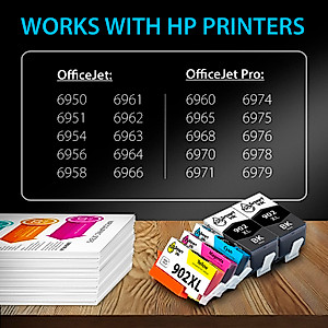 Smart Ink Compatible Ink Cartridge Replacement for HP 902 XL 902XL (2 Black XL & C/M/Y XL 5 Combo Pack) to use with Officejet Pro 6978 6968 6974 6975 6960 Officejet 6951 6954 6956 6958 Printers