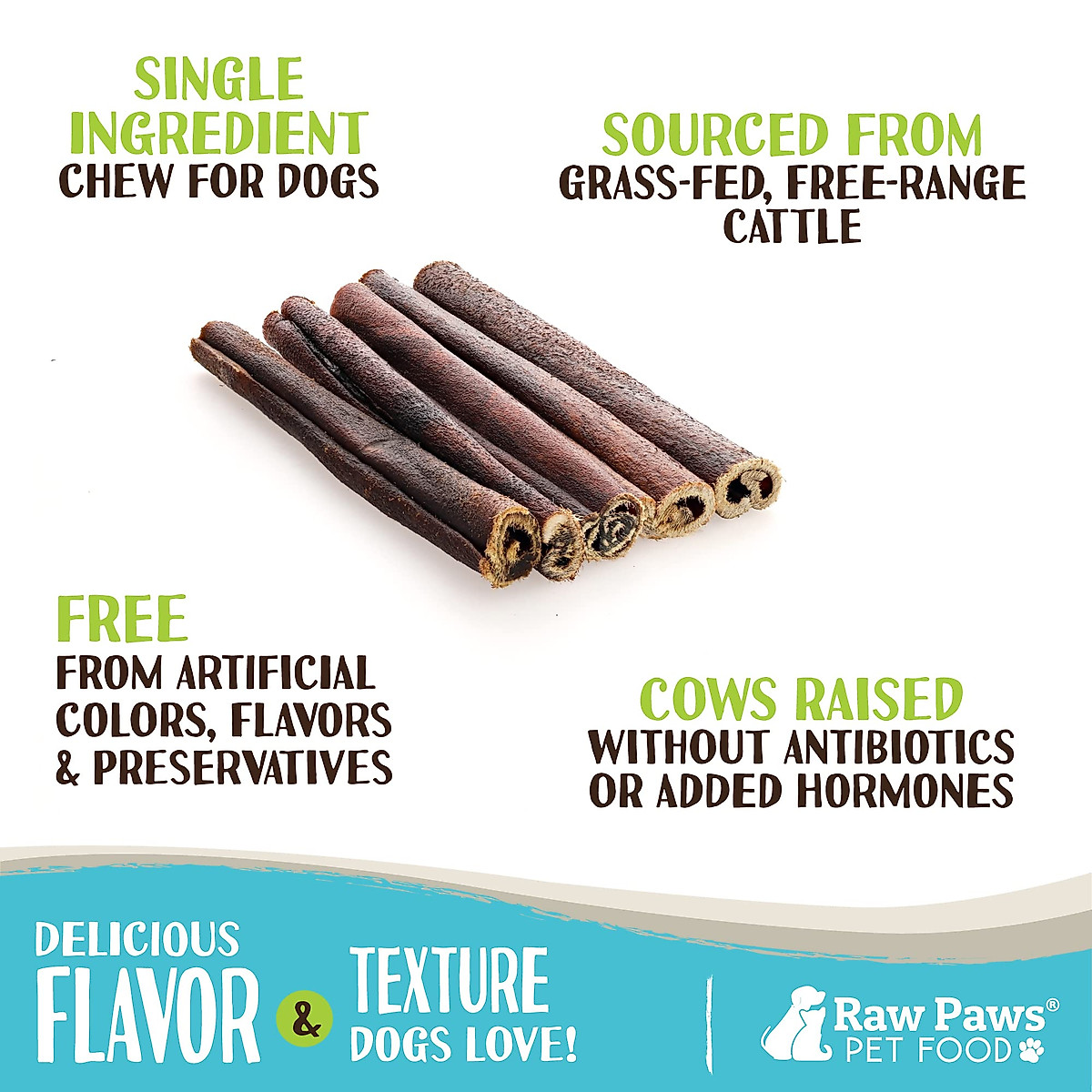 Raw Paws Beef Collagen Sticks for Dogs, 6 inch, 10-ct - Packed in USA - Natural Collagen for Dogs - Dog Chews for Aggressive Chewers & Large Dogs - Collagen Bones for Dogs, Dog Collagen Chews for Dogs