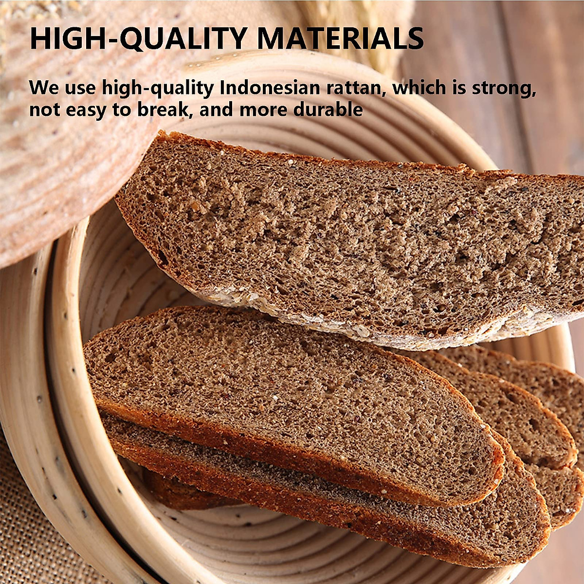 JKARY Wood Pulp Bamboo Bread Proofing Basket Set of 2 9 Inch Round Bread Fermentation Basket Bulk Baking Supplies Sourdough Bowl Baguette Tray for Bread Dough Sourdough Couche Pizza Dough with Cover
