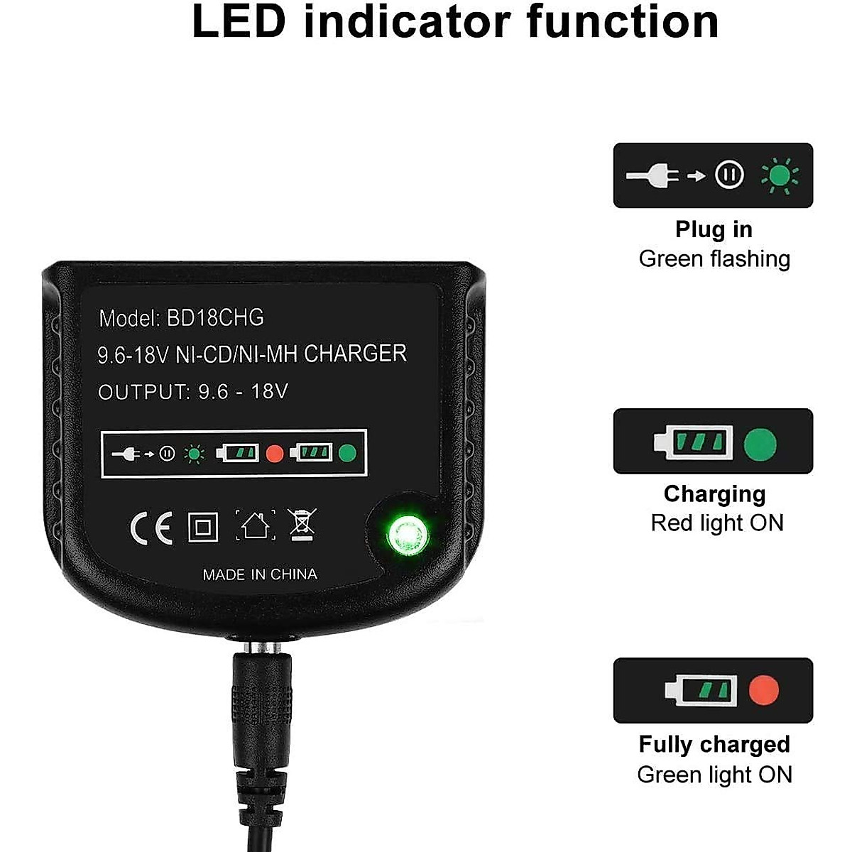 Powilling 6.0Ah 18V Lithium HPB18 Battery Compatible with Black and Decker HPB18 HPB18-OPE 244760-00 A1718 FS18FL FSB18 Firestorm Battery Black and Decker 18 Volt Battery Include Charger