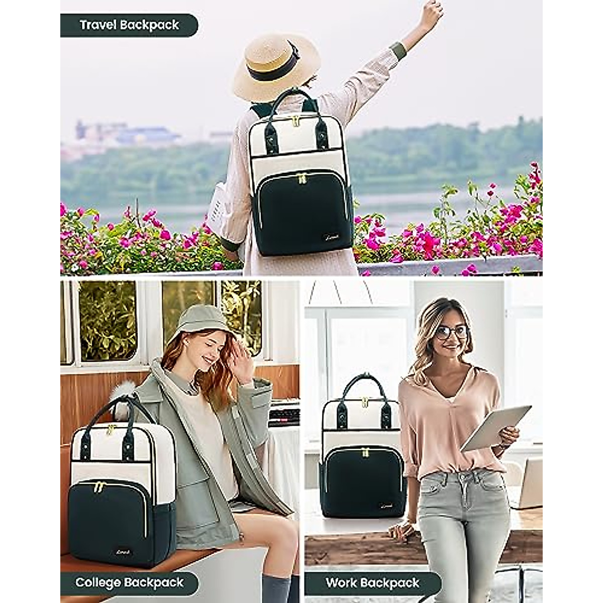 LOVEVOOK Laptop Backpack for Women 15.6 Inch, Travel Backpack Personal Item Carry On Bag for College, Women’s Computer Backpack Laptop Bag for Work for Teacher Nurse With Water-Resistant, Dark Green