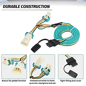 MECMO 4 Way Flat Trailer Wiring Harness for 1998-2004 Chevy S-10/GMC Sonoma & 1998-2000 Isuzu Hombre, Plug-in Simple Custom-Fit T-Connector 4 Pin Trailer Hitch Wiring