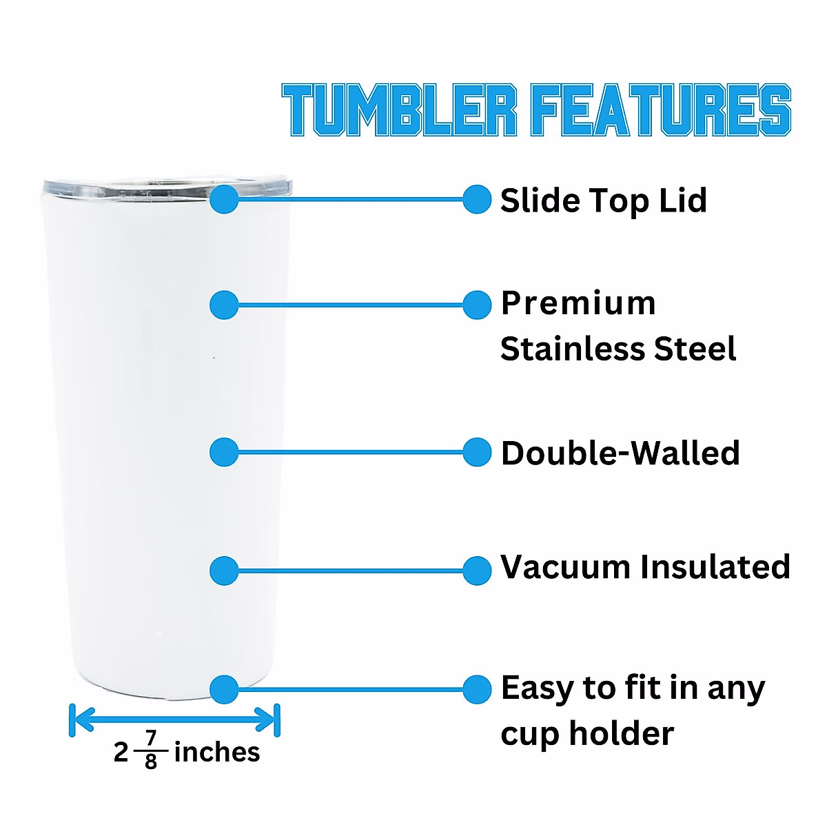 Decorvo Officially Licensed Collegiate Stainless Steel Tumbler - Double Walled Insulated Travel Thermos with Slide Lid - 18 oz (Alabama - White)