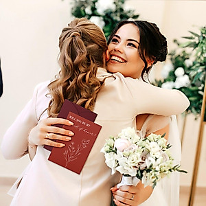 Eaezerav Bridal Shower Games Will You Be My Bridesmaid Cards with Envelopes, 16 Pcs Bride to Be Cards for Wedding Party Proposal (wine red)