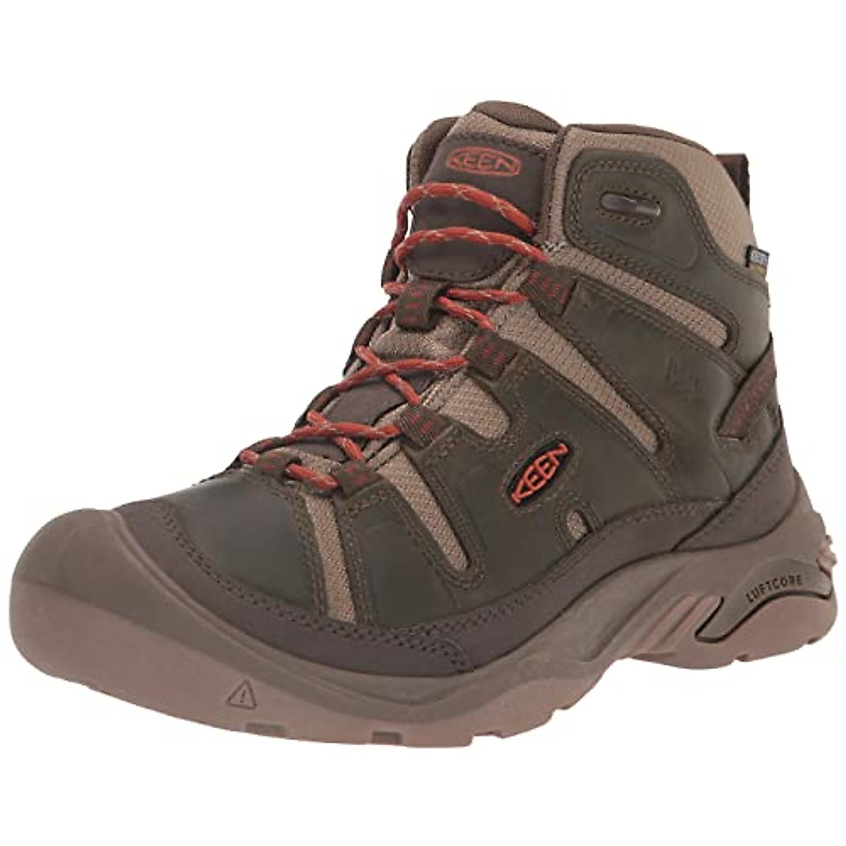 KEEN Men's Circadia Mid Height Comfortable Waterproof Hiking Boots, Dark Olive/Potters Clay, 13