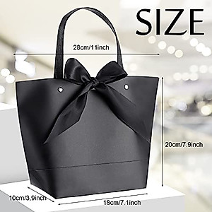 20 Pcs Gift Bags with Handles Cute Party Favor Bags Treat Bags for Birthday Party Paper Bridal Shower Favor Bags Ribbon Bow Gift Wrap Bags for Wedding Valentine's Day (Black, Small)