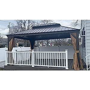 YOLENY 12' x 16' Hardtop Gazebo with Galvanized Steel Double Roof, Pergolas Aluminum Frame, Netting and Curtains Included, Metal Outdoor Gazebos for Garden, Patios, Lawns, Parties