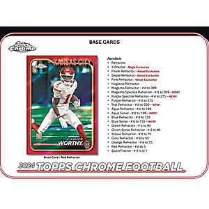 2024 Topps Chrome Football 7-Pack Trading Card Mega Box (1 Prism Refractor + Ten Rookies Per Box!)