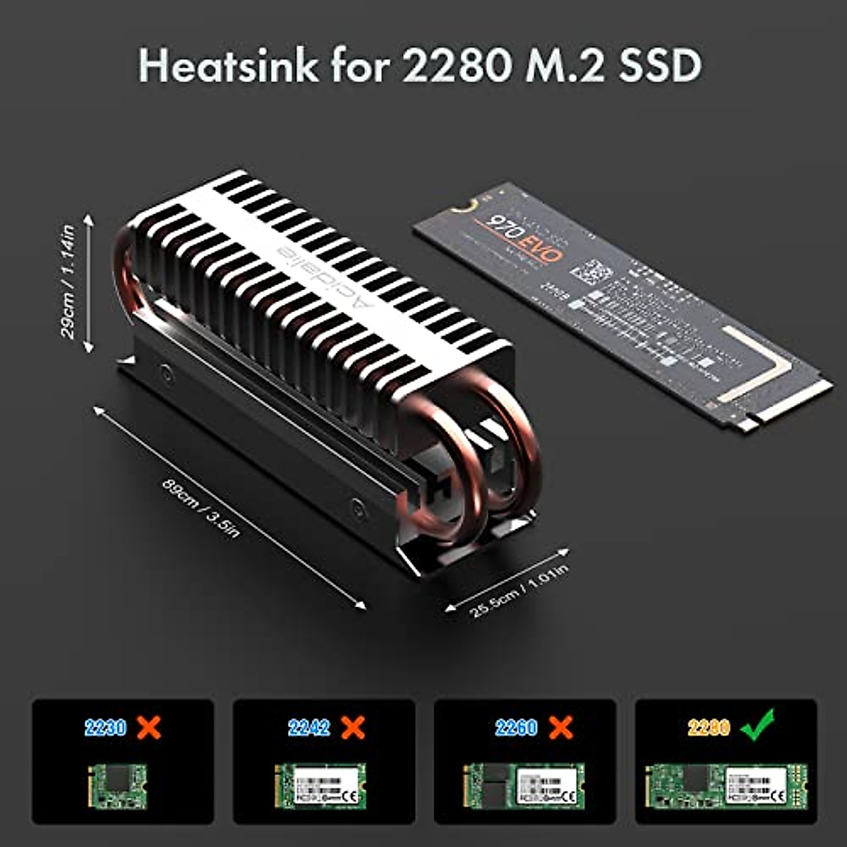 ACIDALIE M.2 2280 SSD Heat Sink, Dual - Aluminum Heat Sink for PCIE M.2 NVME SSD or SATA M.2 SSD with Silicone Thermal Buffer.