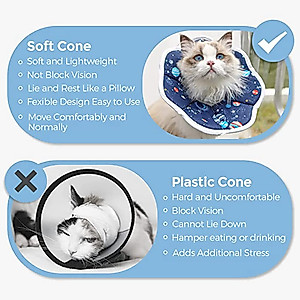 Soft Cat Cone,and Pet Teaser Cat Toy Recovery Cone Collar for Cats After Surgery to Stop Licking Scratching,Elizabethan Collar of Shame Alternative for Kitten Puppy (S)