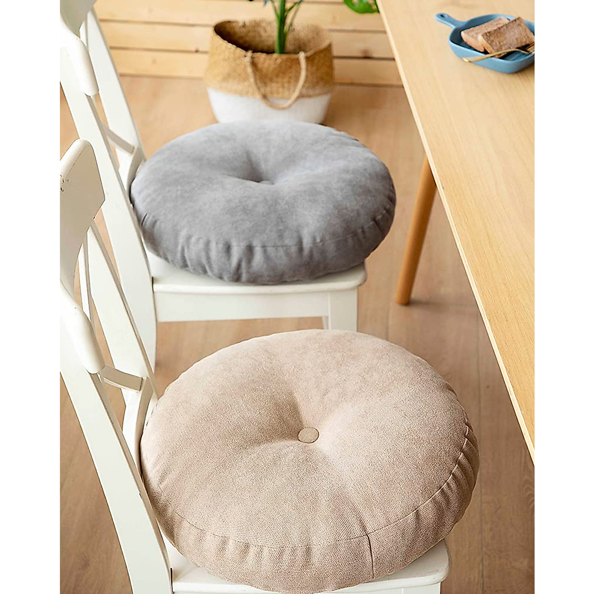 vctops Round Solid Floor Pillow Soft Thick Seat Cushion Cozy Seat Pad Pads for Bedroom Living Room Office Chair Sofa (Light Grey, Diameter 17")
