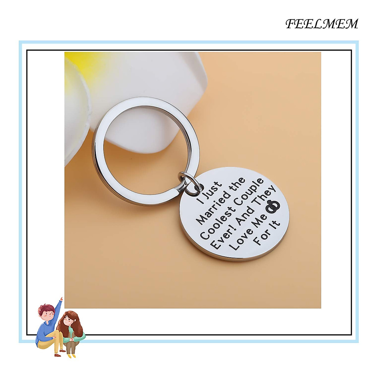 FEELMEM Wedding Planner Gift Wedding Officiant Gift I Just Married the Coolest Couple Ever Keychain Wedding Thank Your Gift for Reverend Preacher Wedding Coordinator (silver)