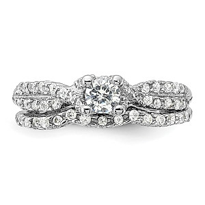 IceCarats 925 Sterling Silver Cubic Zirconia CZ Wedding Band Engagement Ring Bridal Jewelry Set Size 6