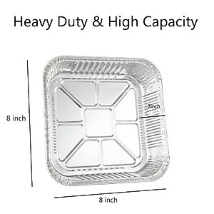 Waytiffer 20pack-8 x 8 Square Baking Cake Pans with Plastic Dome Lids Disposable Aluminum Foil Tins,Heavy Duty cake Pans Roasting Pans,Cooking Tins Homemade Breads Oven Pans