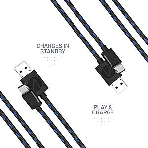 3M Twin Premium Braided Play & Charge Cables for PS5