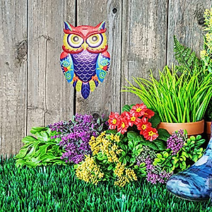 Cruis Cuka Metal Owl Wall Decor for Outside Garden Decoration Yard Art Outdoor Patio Fence Lawn Ornament 13.8 x 8.3 x 0.4 Inch