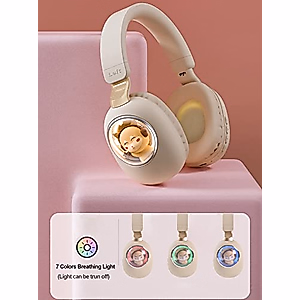 Bluetooth Headphones,Wireless Headphones LED Light Up Foldable Headset for Kids, Over Ear with Built-in Microphones, Aux Input,Fast Charging Bluetooth 5.1 for Travel,Online Class, Home Office (Yellow)