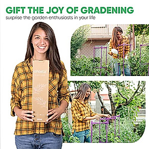 Large Tomato Cages for Garden - 48 Inches, 3-Pack Multifunctional Purple Tomato Plant Support for Vine, Vegetables, Fruits & Flowers with Adjustable Stake Arms - Non-Rusting with 20pcs Plant Clips