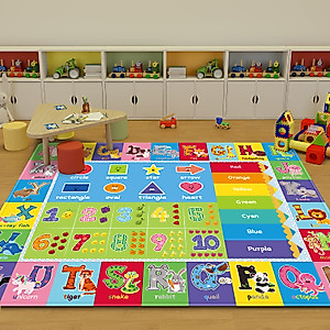 LTKOUGFAM Kids Play Rug for Playroom, Kids Play Mat ABC Educational Area Rug, Toddler Baby Playroom Mat, Alphabet Animal Soft Non-Slip Kids Rug Carpet for Boy Girl Bedroom (78.7X59 INCH Green)