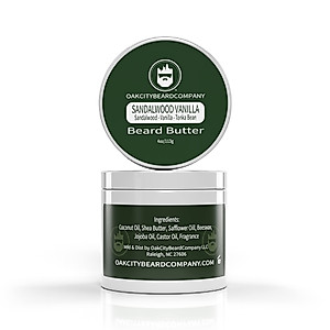 Oak City Beard Company - Sandalwood Vanilla - 4 Ounce - Beard Butter - Beard Conditioner - Sandalwood - Vanilla - Tonka Bean