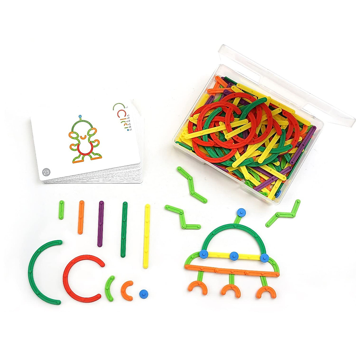 edxeducation-21368 GeoStix Letter Construction Set - Educational Toy - 200 Connecting Sticks - 50 Activities - Build Letters, Animals and More