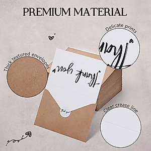 100 Thank You Cards 4x6 Inch, with 100 Kraft Envelopes and 120 Stickers, Minimalistic and Professional Looking for Business Wedding Graduation Baby Shower Bridal Shower