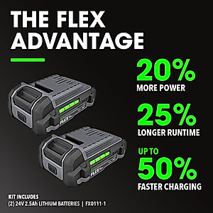 FLEX 24V Brushless Cordless 2-Tool Compact Combo Kit: 1/2-Inch 2-Speed Drill Driver and 1/4-Inch Hex Impact Driver with (2) 2.5Ah Lithium Batteries and 160W Fast Charger - FXM205-2A