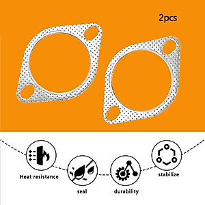 GKmow 2 PCS Car Exhaust Pipe Interface Gasket, Stainless Steel Graphite Composite Plate High Temperature Resistant Muffler Sealing Gasket, Exhaust Manifold Parts, Suitable for Most Models (Silver)