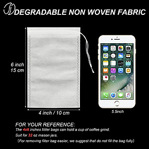 50pcs No Mess Cold Brew Bags, 4x6 inch Disposable Coffee Filter Bag Fine Mesh Brewing Drawstring Pouches for Iced Coffee Hot Tea Herb Spice