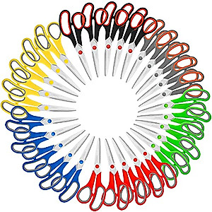 Scissors Bulk 30-Pack, All Purpose Scissors Stainless Steel Sharp Scissors for Office Home General Use Craft Supplies, High/Middle School Classroom Class Older Kids Scissor Set, Right/Left Handed