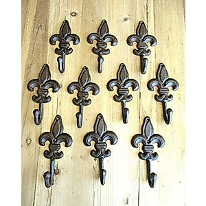 for 10 Large Cast Iron Fleur De Lis Coat Hooks Hook Hall Tree Hat Dog Leash Fluer Hooks & Hangers Home & Garden