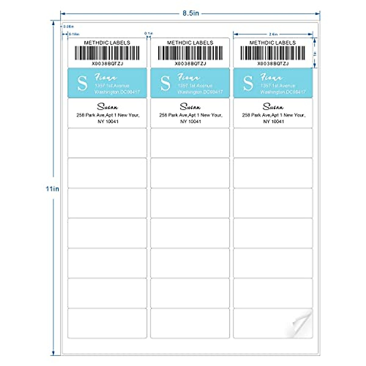 Methdic Address Labels 1" x 2-5/8" 900 Labels Sticker Paper for Laser/Ink Jet Printer Mailing Labels 8.5"×11" White 30 per Sheet