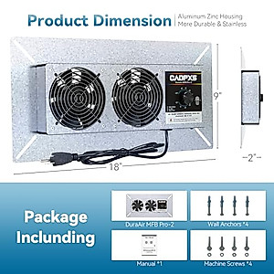 CADPXS Crawlspace Ventilation Fan, Crawlspace Fan vent with humidistat, Dehumidistat & Freeze Protection Thermostat, for Crawl Spaces/Basement/Garage/Attic/Hydroponics Grow Tents (220 CFM Air Out)
