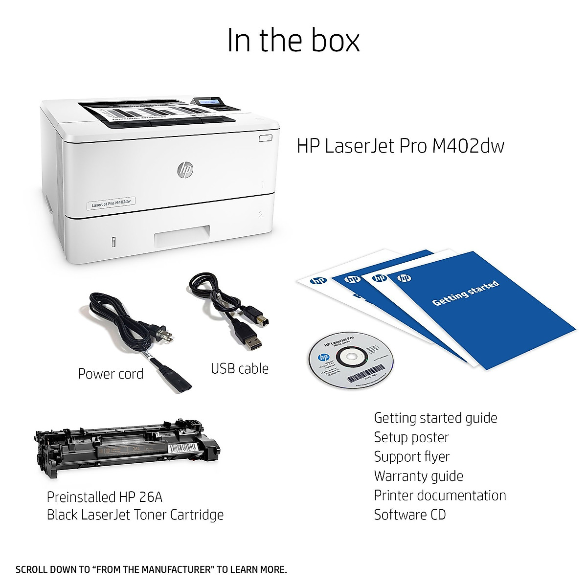 HP Laserjet Pro M402dw Wireless Monochrome Printer, Amazon Dash Replenishment Ready (C5F95A#BGJ) (Renewed)