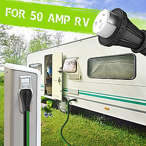 RVVIN 50 Amp 25 Feet RV Extension Cord, 14-50P to SS2-50R Heavy Duty STW Generator Extension Cord for RV Camper and Generator to House, with Locking Connector, ETL Listed (Black&Green)