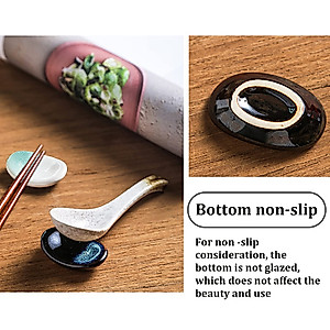 Ceramic Stable Spoon Rest 6PCS Heat Resistant Porcelain Spoon Utensil Holder Kitchen Counter Kitchen Dining Table Decor Dishwasher Safe Ceramic Coffee Spoon Rest