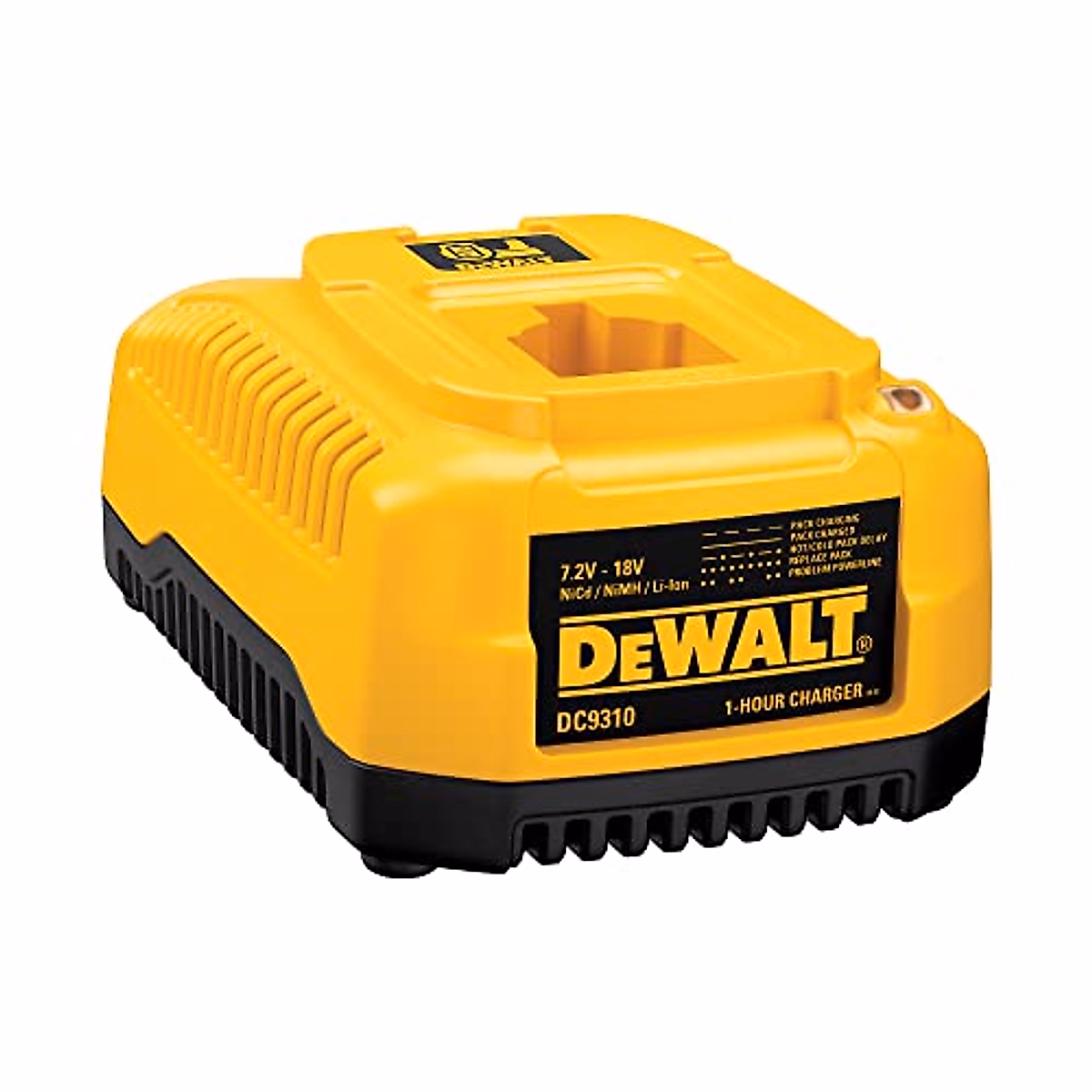 DEWALT Charger for 7.2V-18V Battery, 1-Hour Fast Charging (DC9310) , Yellow
