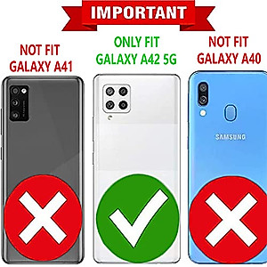 STARSHOP Samsung Galaxy A42 5G Phone Case, with [Tempered Glass Screen Protector Included], Military Grade Shockproof Protective Dual Layer Phone Cover with Metal Ring Kickstand - Navy