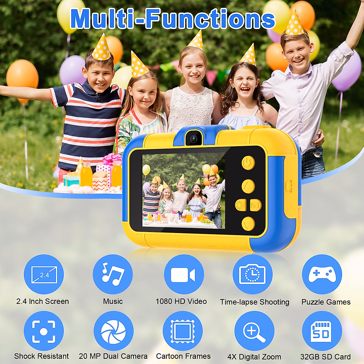 Kids Camera, Upgrade 1080P HD Camera for Kids with 32GB Card, 40MP Kids Digital Camera for Boys Girls Age 3-12, Perfect Christmas Birthday Festival Gifts for Toddler