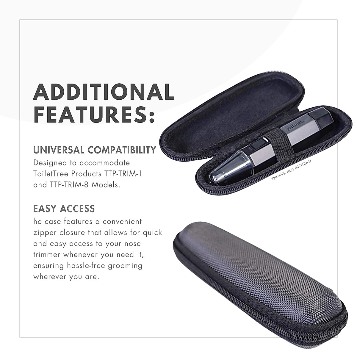ToiletTree Products Travel Case for The Professional Water Resistant Heavy Duty Steel Nose Trimmer with LED Light. Trimmer Not Included (Case)
