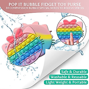 Cat Pop it Purse for Girls with a Beautiful Keychain | Cross Body Fidget Purse | 2 in 1 Rainbow Pop it Purse Toy for Anxiety & Stress Relief | Soft, Safe & Durable Poppet Purse, Pop Purse