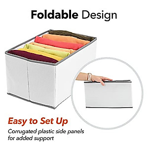 4EVERGOODS Wardrobe Clothes Organizer, Closet Organizer, Dresser Organizer - Lightweight Sweaters, Shirts, T-Shirts, Leggings, Skirts, 7 Grids - PVC Gray - 1 Piece Set