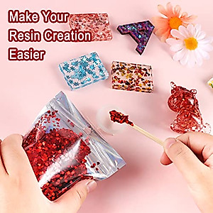 Renfio 1.75 Oz 50g Holographic Loving Heart Shape Shiny Glitter Love Confetti Sequin Glitters Resin Sparkle Chunky Sequins for DIY Mold Art Nail Artwork Holiday Decoration - Laser Red