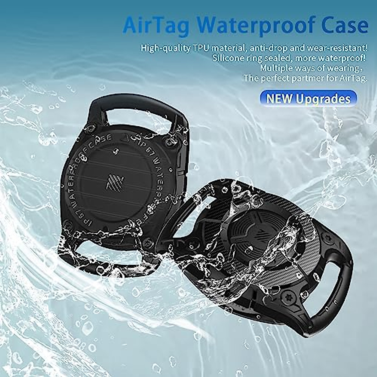 Waterproof Airtag Dog Collar Holder Airtag Case for Dog Collar TPU & Silicone Full Body Covered Anti-Lost Apple Air Tag Collar Holder Protective Airtag Case for Pet Collar Backpack（1 Pack）