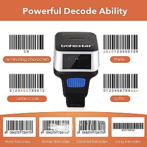Trohestar Bluetooth Barcode Scanner, Wearable Mini CCD Wireless Ring Barcode Scanner Portable 1D Bar Code Reader Inventory Scanner Work with Windows iOS Android Linux Mac OS