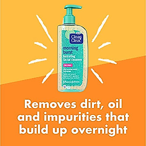 Clean & Clear Morning Burst Oil-Free Hydrating Facial Cleanser with Cucumber & Green Mango Extract, Gentle Daily Face Wash for All Skin Types, Non-Comedogenic, Hypoallergenic, 8 fl. oz