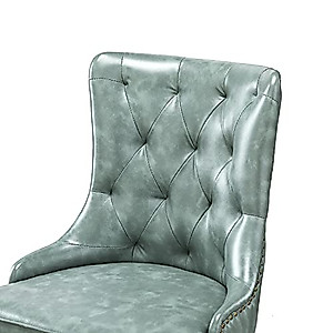 HULALAHOME PU Leather Office Chair Armless, Home Office Leisure Chair Ergonomic Mid-Back PU Leather Armless Chair Upholstered with 5 Rolling Casters, Height Adjustable Swivel Task Chair, SAGE