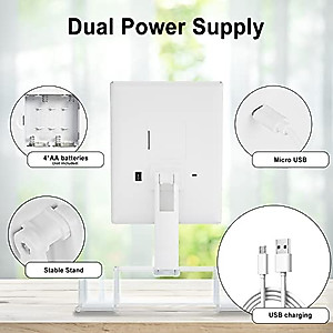 GULAURI Makeup Mirror - Lighted Makeup Mirror with Lights and Magnification, 3x/2x Magnifying, Tri-Fold Cosmetic Vanity Mirror with 24 LED Light and Storage, Touch Screen, 180 Degree Adjustable,White